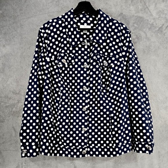 CJ Banks | Jackets & Coats | Cj Banks Navy Blue And White Polka Dot ...